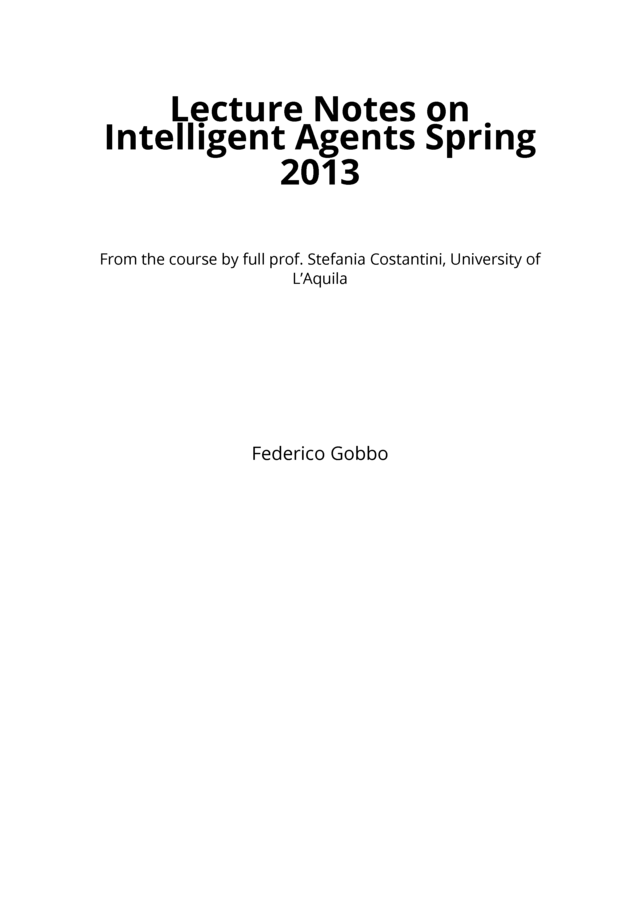 Lecture Notes on Intelligent… by Federico Gobbo [PDF/iPad/Kindle]