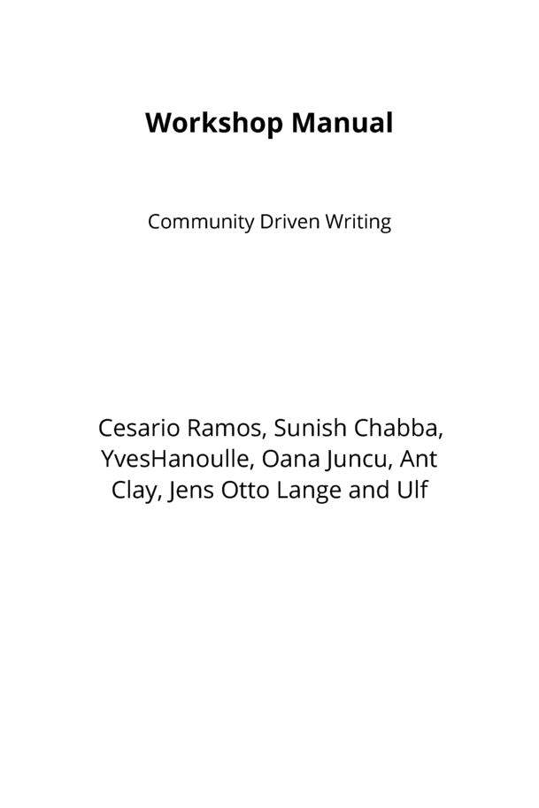 Workshop Manual by Cesario Ramos et al. [Leanpub PDF/iPad/Kindle]