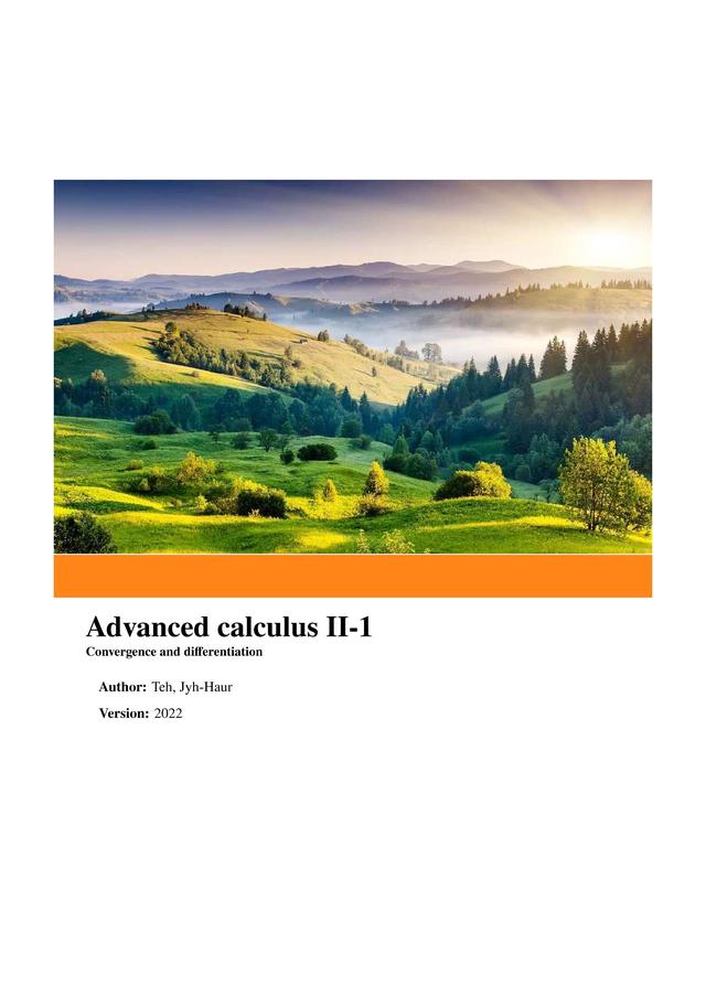 Advanced calculus II-1 [Leanpub PDF/iPad/Kindle]
