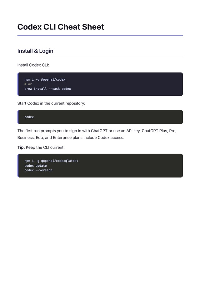 Codex Cheat Sheet [Leanpub PDF/iPad/Kindle]