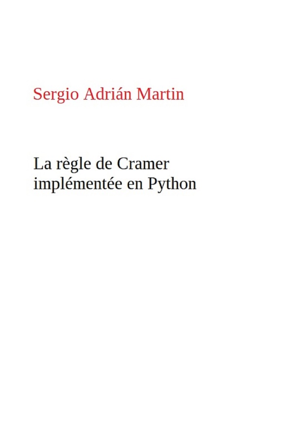 La règle de Cramer… par Sergio Adrian Martin [PDF/iPad/Kindle]