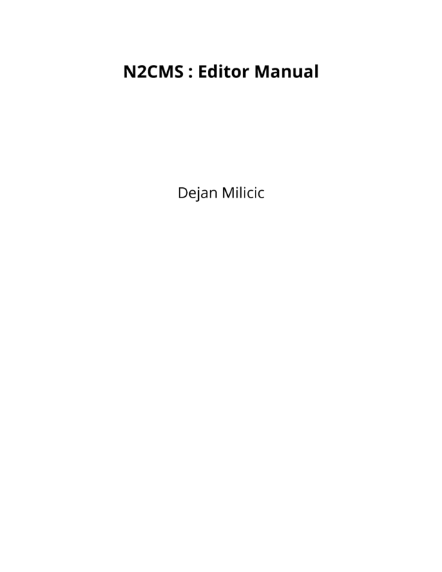 N2CMS : Editor Manual by Dejan Milicic [Leanpub PDF/iPad/Kindle]