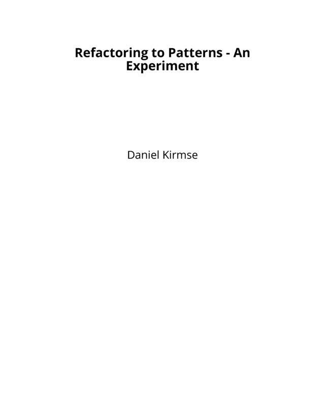 Refactoring to Patterns - An… by Daniel Kirmse [PDF/iPad/Kindle]