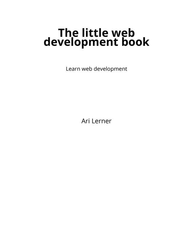 little web development book by Ari Lerner [PDF/iPad/Kindle]
